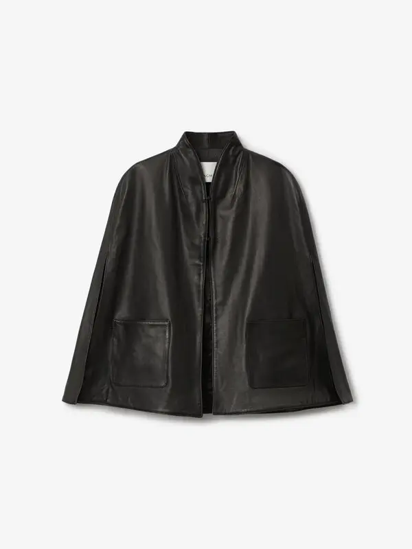 HOUSE OF DAGMAR Leather Cape With Stand Shawl Collar