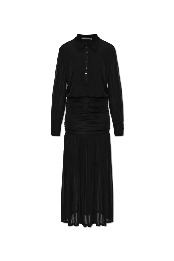 GESTUZ Long Sleeve Ruched Maxi Dress - Black
