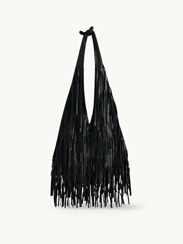 FUENTES MIER Sofia Bag With Hand-cut Fringe - Black Obsidian