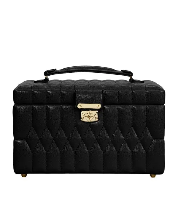 Wolf Medium Lauren Jewellery Box - Black