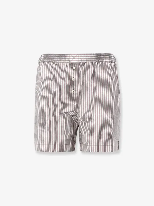 Brunello Cucinelli Striped Cotton And Silk Blend Shorts - Brown