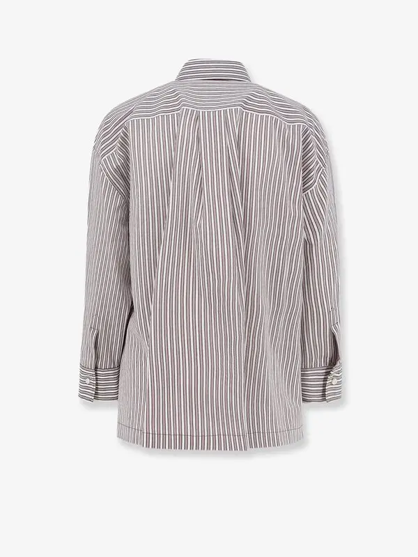 Brunello Cucinelli Striped Cotton And Silk Blend Shirt
