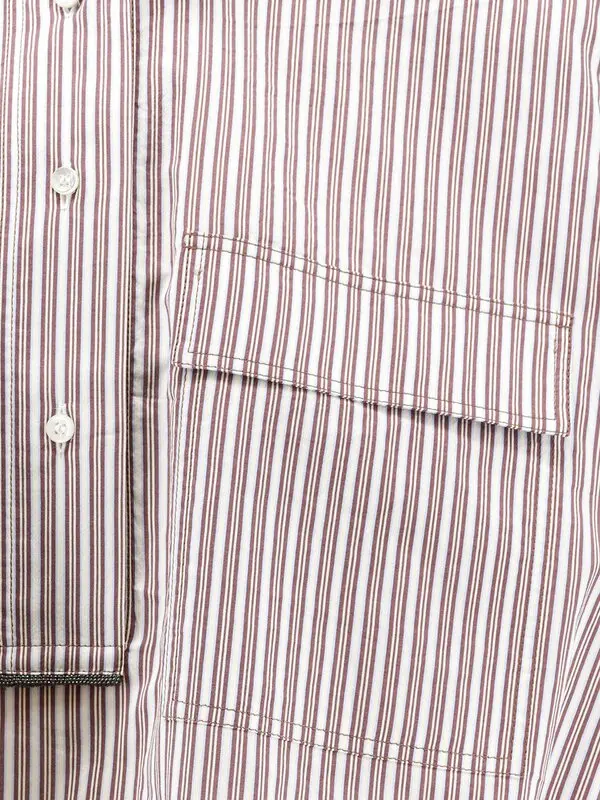 Brunello Cucinelli Striped Cotton And Silk Blend Shirt