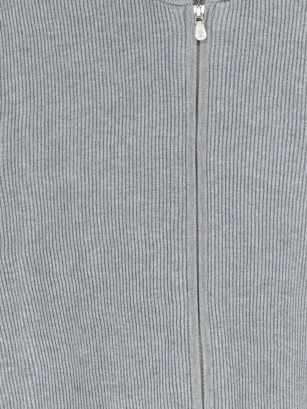 Brunello Cucinelli Ribbed Cotton Zip-up Cardigan - Grey