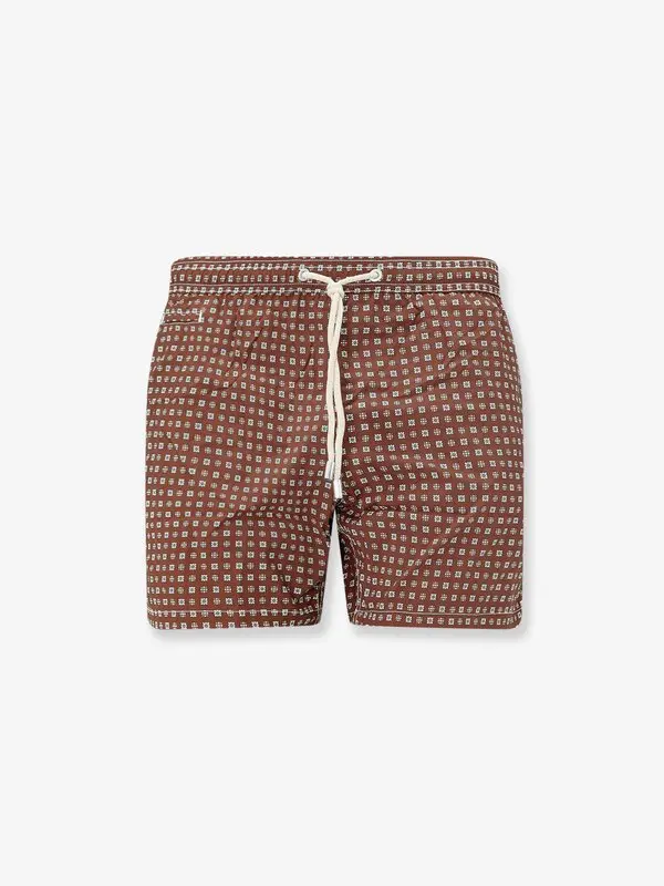 MC2 SAINT BARTH Nylon Swim Shorts With Allover Micro Pattern - Brown