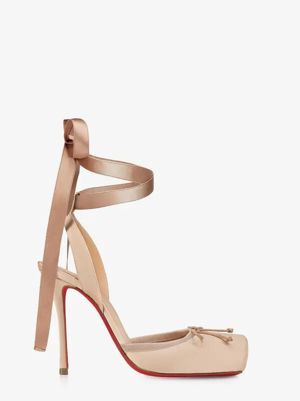CHRISTIAN LOUBOUTIN Cassia Lace Up 100 Satin Pumps - Pink