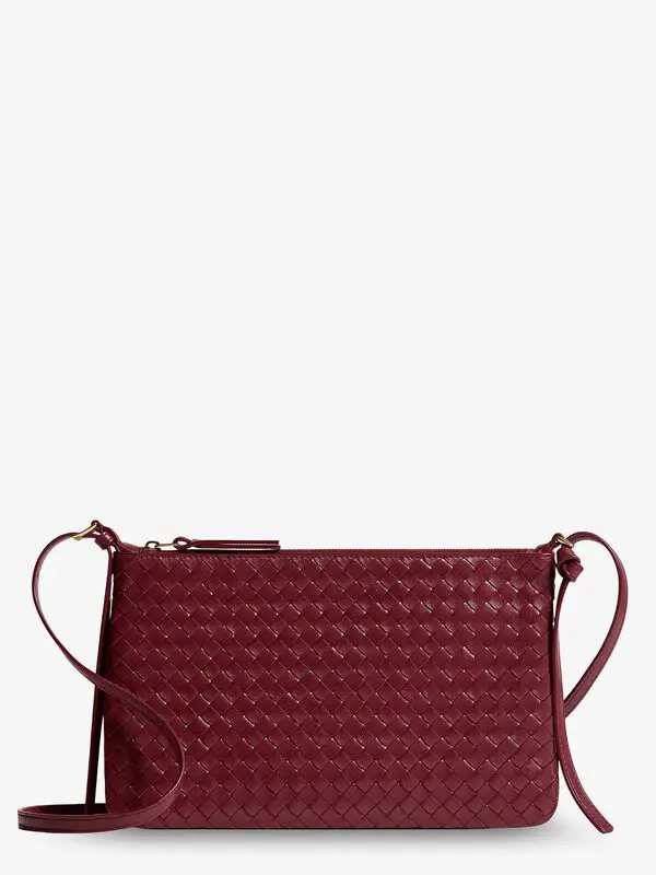 Bottega Veneta Piccolo Intrecciato Clutch With Shoulder Strap - Red