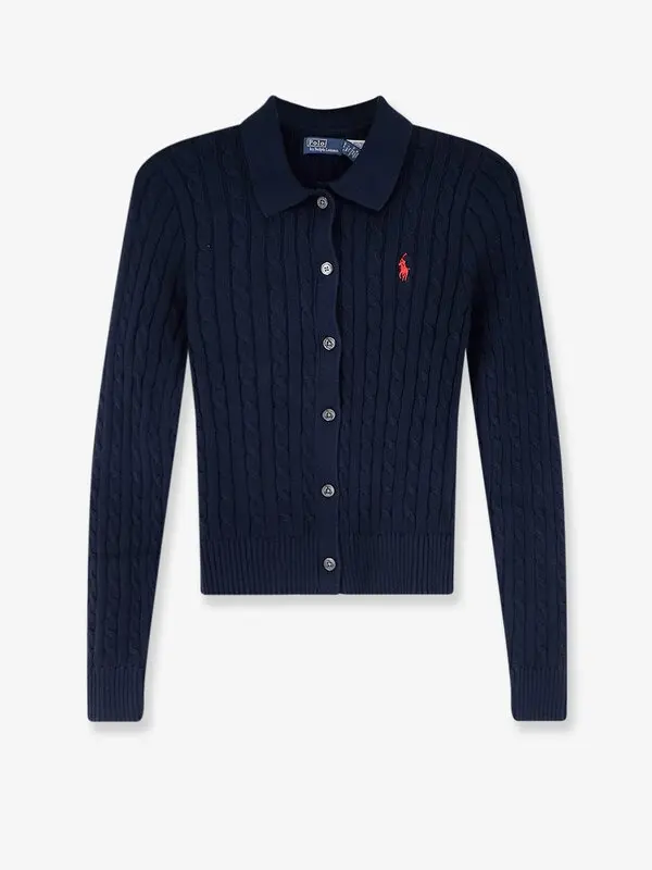 Polo Ralph Lauren Cotton Cardigan With Braided Knit - Blue