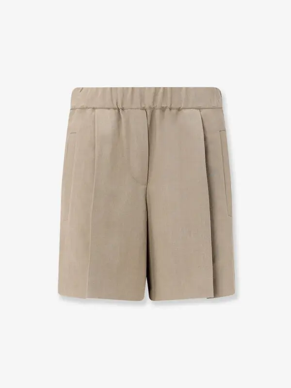 Brunello Cucinelli Viscose And Linen Blend Bermuda Shorts - Beige