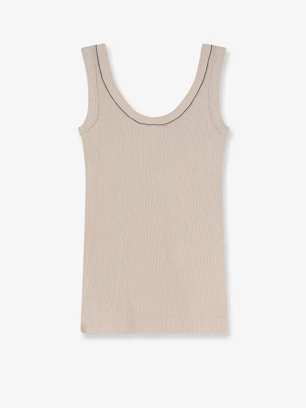 Brunello Cucinelli Stretch Cotton Ribbed Tank Top