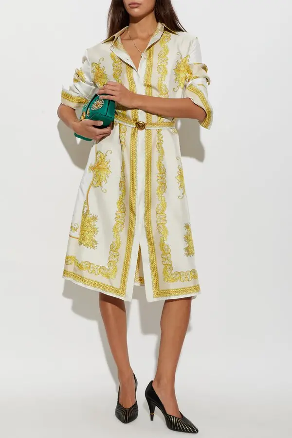 Versace Silk Dress With "new Barocco" Print