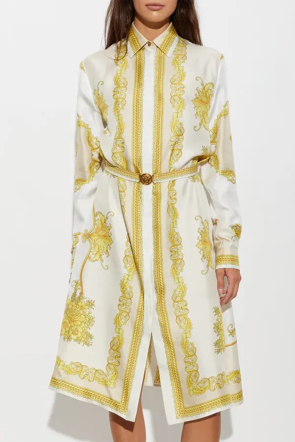 Versace Silk Dress With "new Barocco" Print