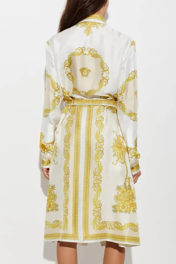 Versace Silk Dress With "new Barocco" Print