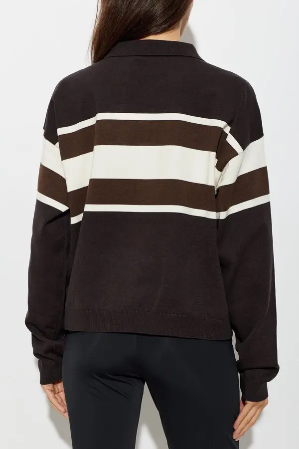 GESTUZ Striped Long-sleeve Polo Shirt