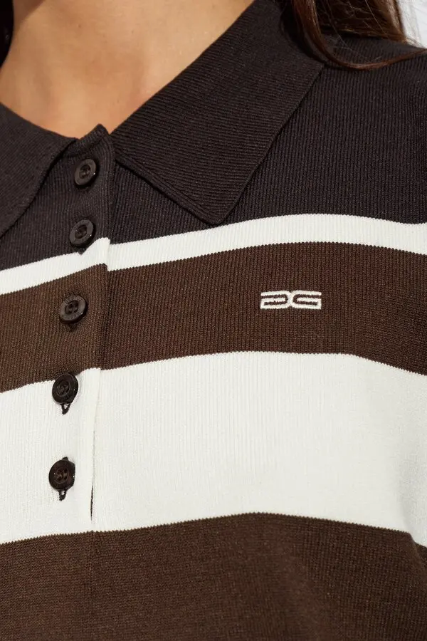 GESTUZ Striped Long-sleeve Polo Shirt