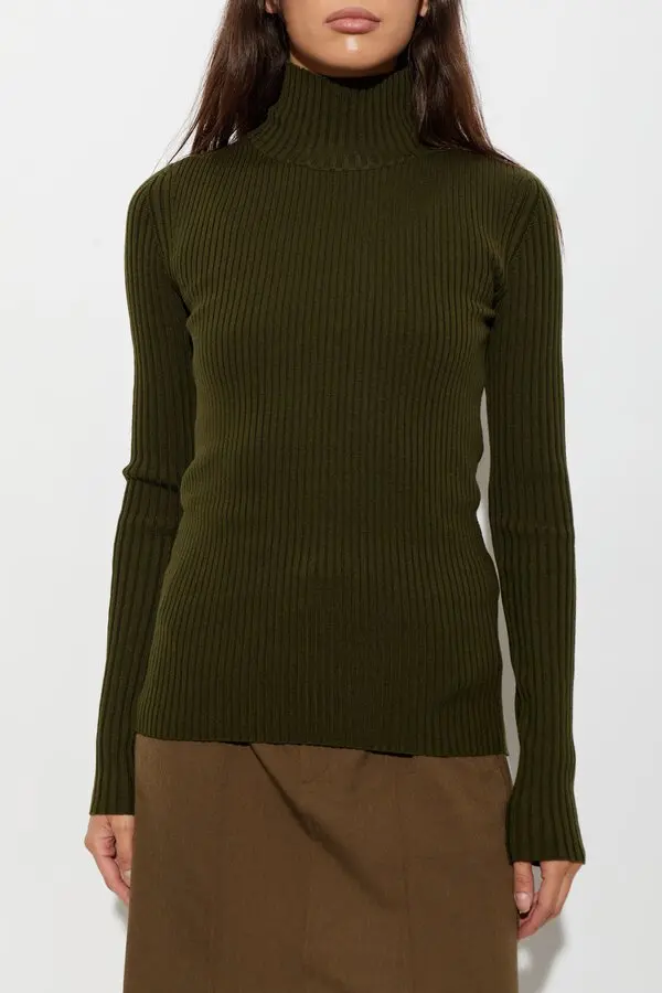 Victoria Beckham Ribbed Wool Turtleneck Top