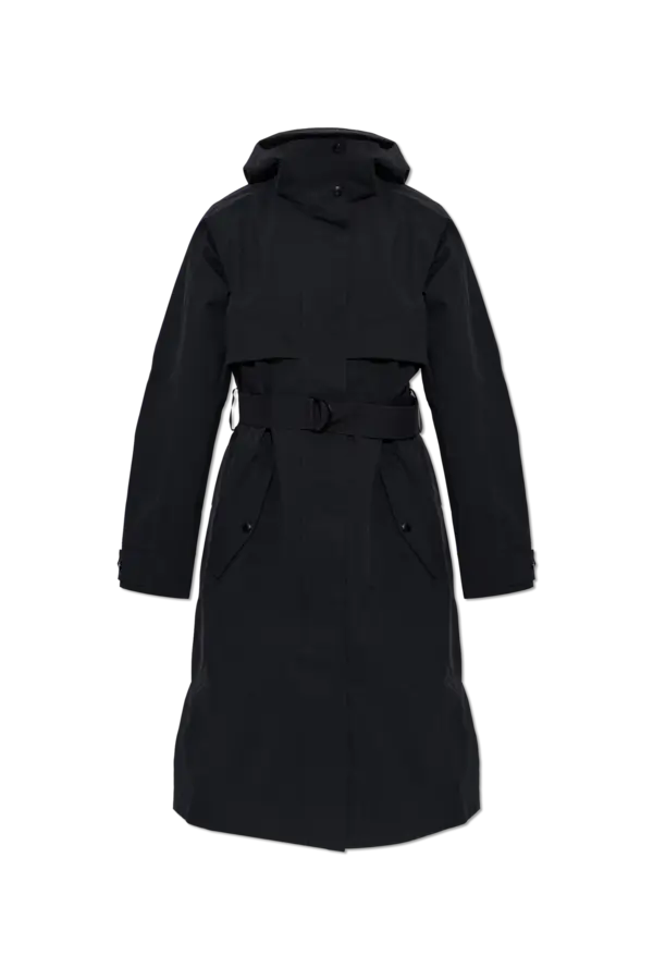 The Upside James" Polyester Trench Coat With Hood And Belt - Black