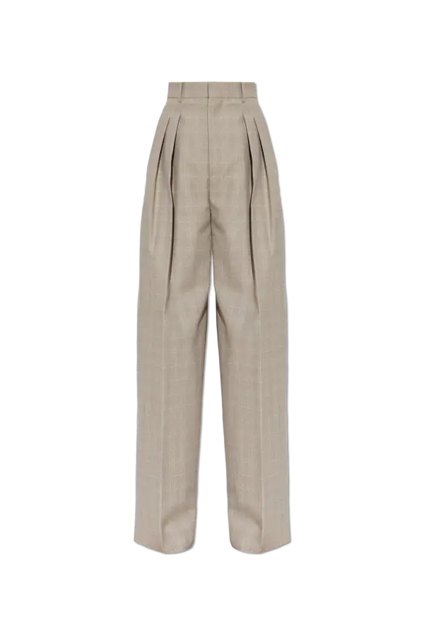 Bottega Veneta Wool Wide-leg Pleated Pants - Beige