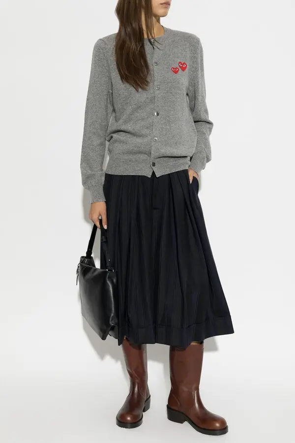 Play Comme Des Garcon Wool Cardigan With Logo Patch