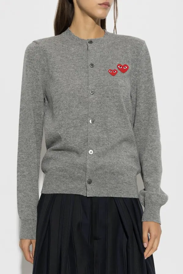 Play Comme Des Garcon Wool Cardigan With Logo Patch