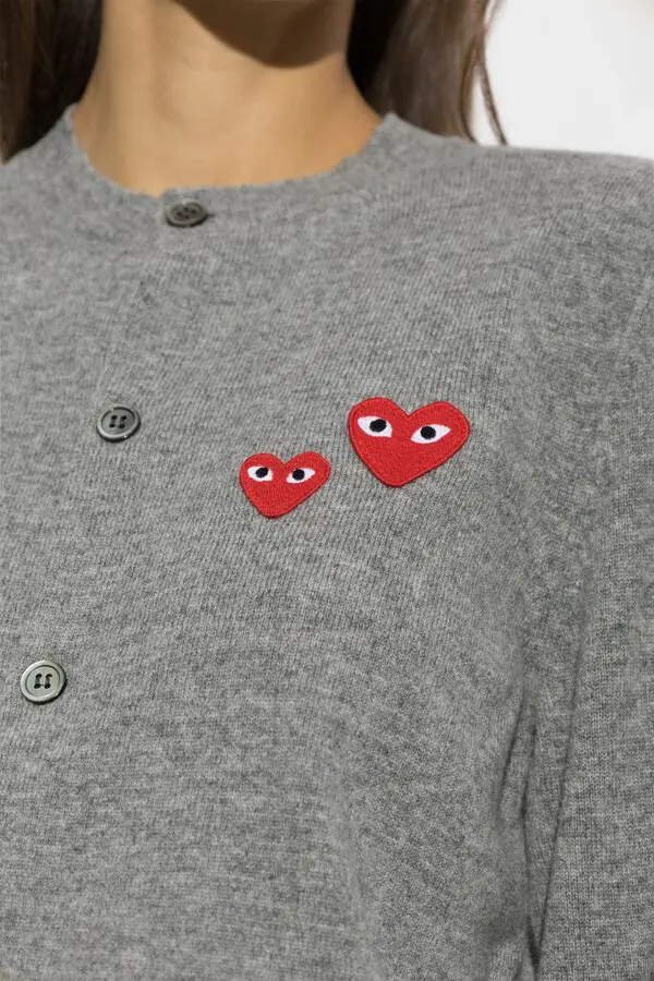 Play Comme Des Garcon Wool Cardigan With Logo Patch