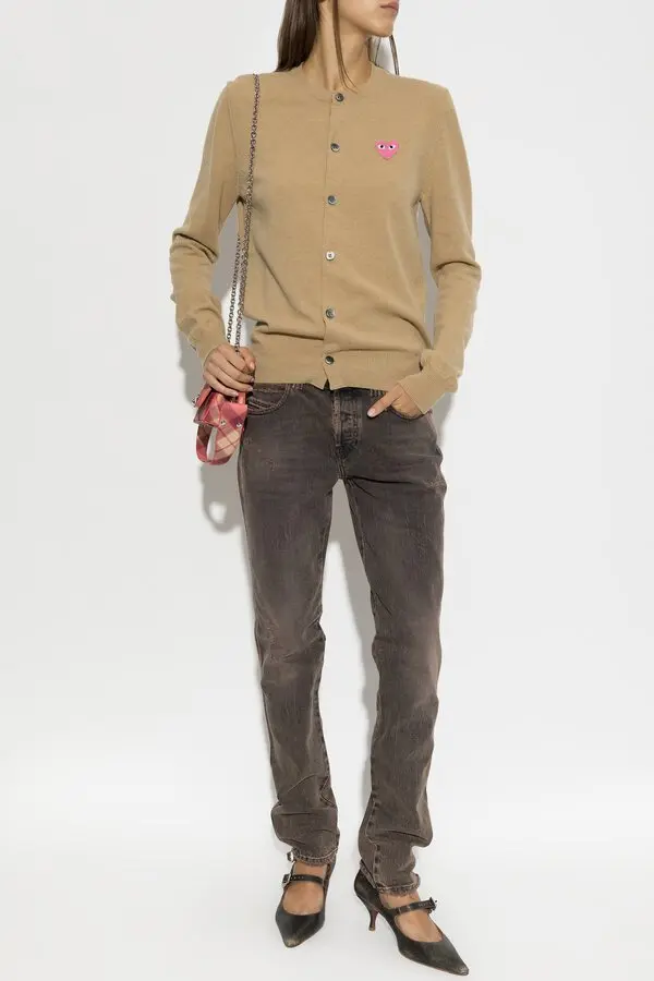 Play Comme Des Garcon Wool Cardigan With Logo Patch