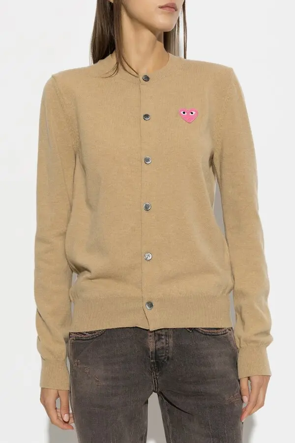 Play Comme Des Garcon Wool Cardigan With Logo Patch