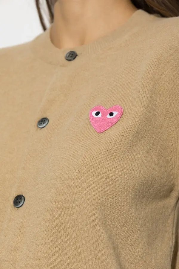 Play Comme Des Garcon Wool Cardigan With Logo Patch