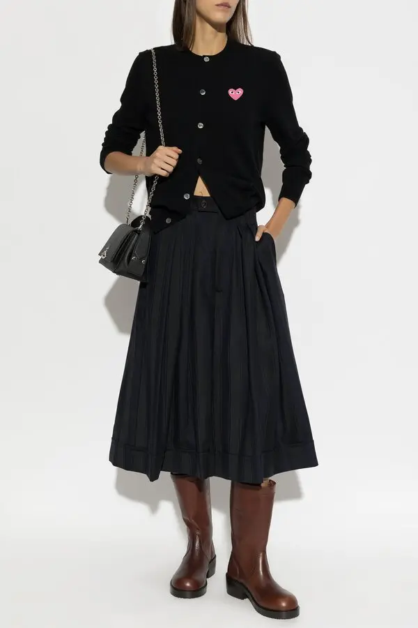 Play Comme Des Garcon Wool Cardigan With Logo Patch