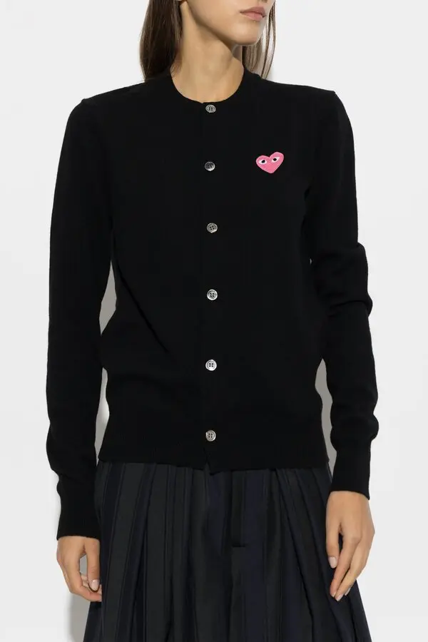 Play Comme Des Garcon Wool Cardigan With Logo Patch