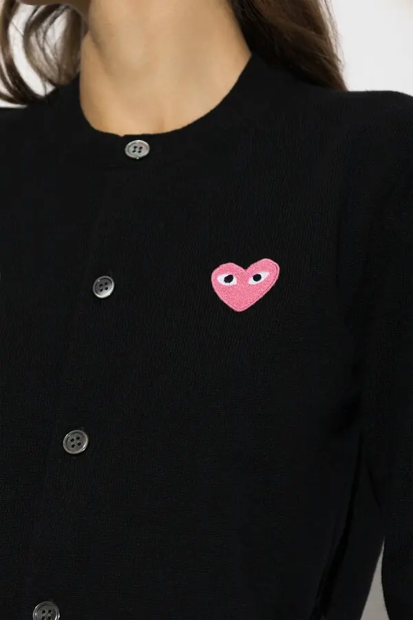 Play Comme Des Garcon Wool Cardigan With Logo Patch