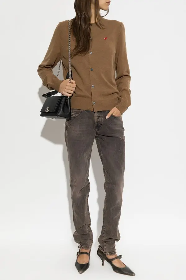 Play Comme Des Garcon Wool Cardigan With Logo Patch