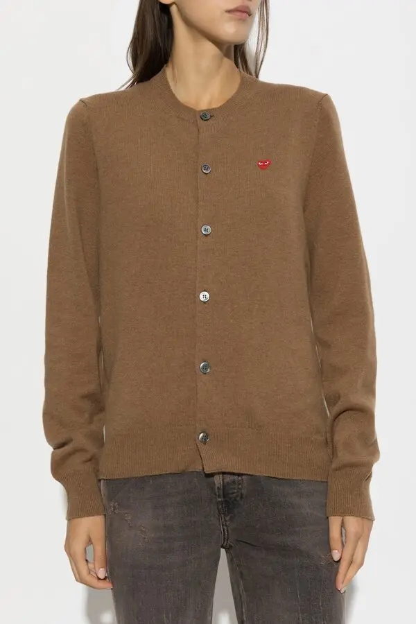 Play Comme Des Garcon Wool Cardigan With Logo Patch