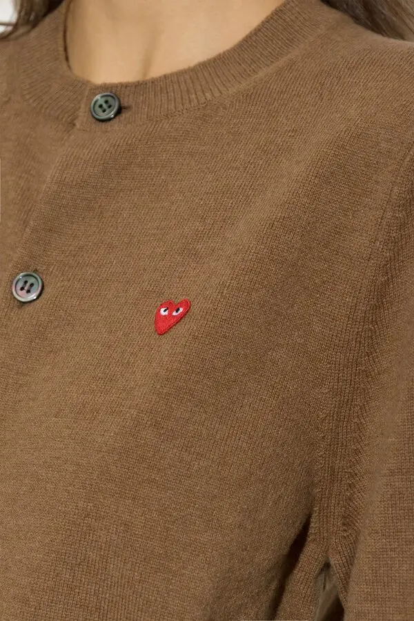 Play Comme Des Garcon Wool Cardigan With Logo Patch