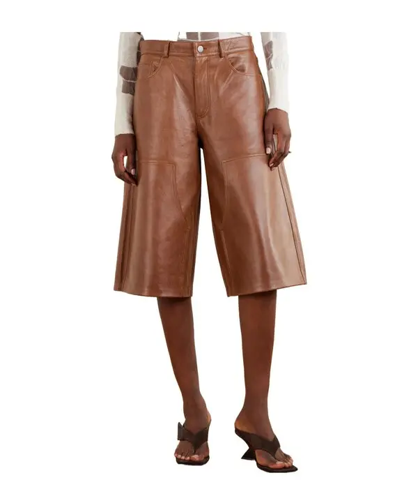 HAIKURE Leather Wide-leg Knee-length Shorts