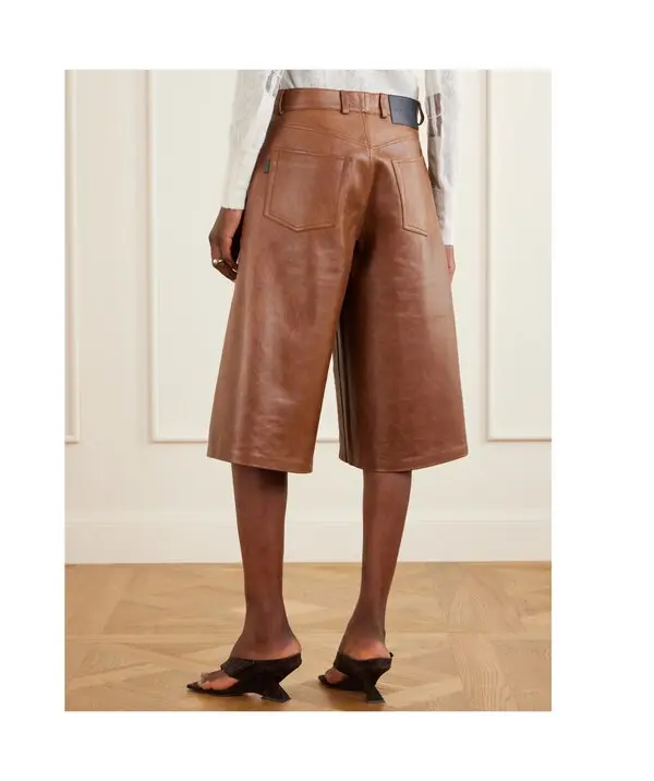 HAIKURE Leather Wide-leg Knee-length Shorts