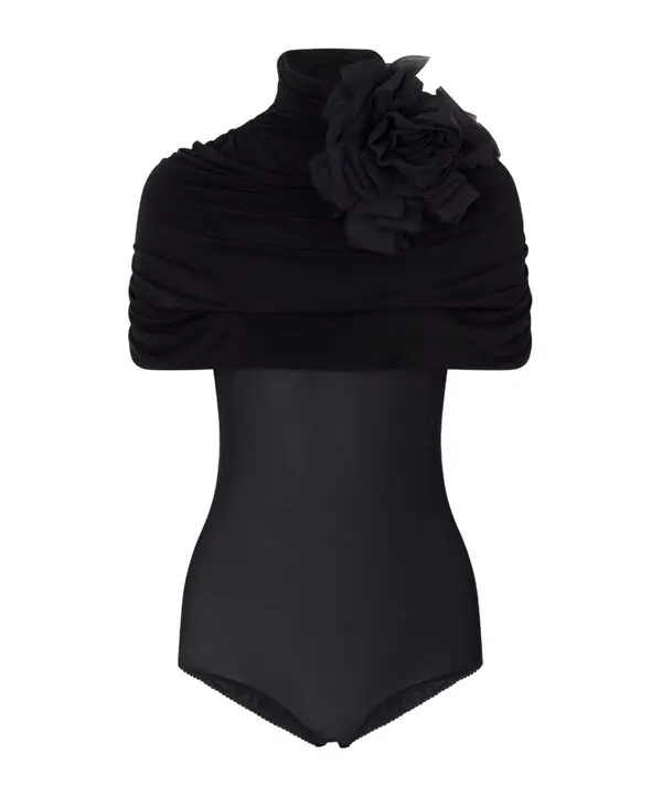 Magda Butrym Draped High-neck Bodysuit - Black