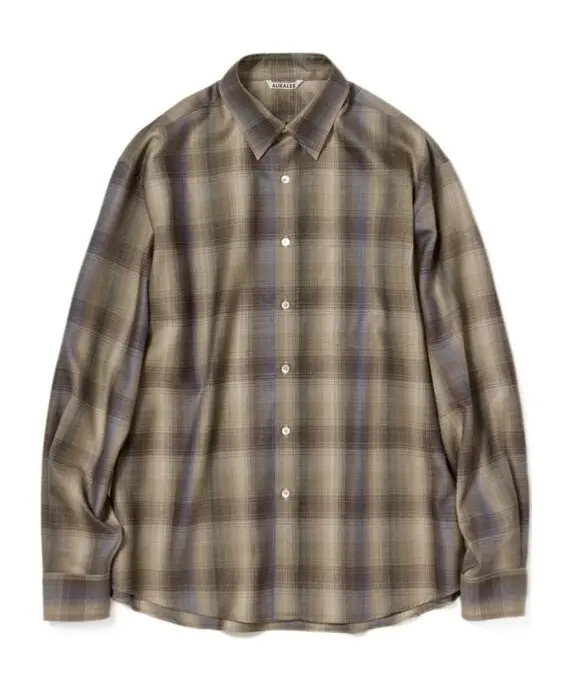Auralee Check Motif Button-up Shirt - Brown Blue