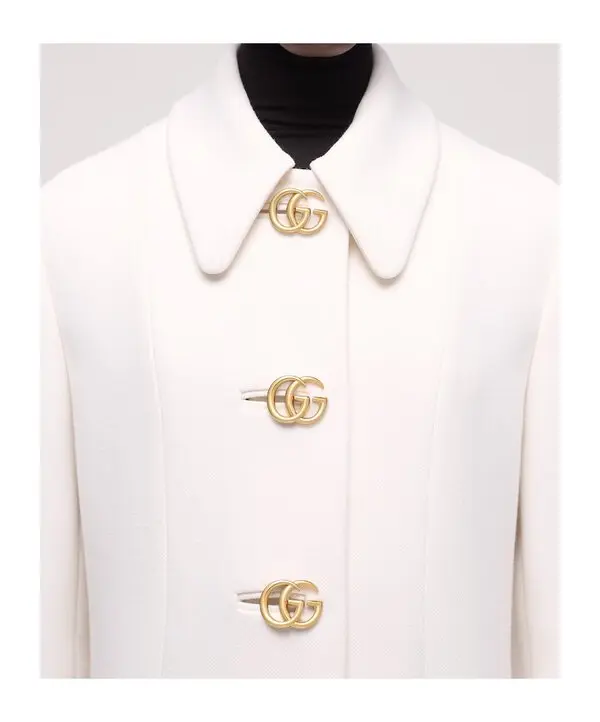 Gucci Wool Natté Coat With Double G Button