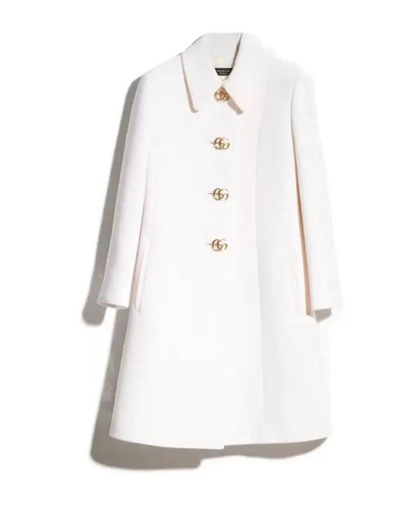 Gucci Wool Natté Coat With Double G Button