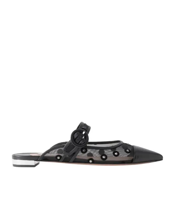 AQUAZZURA Crystal-embellished Mules - Black