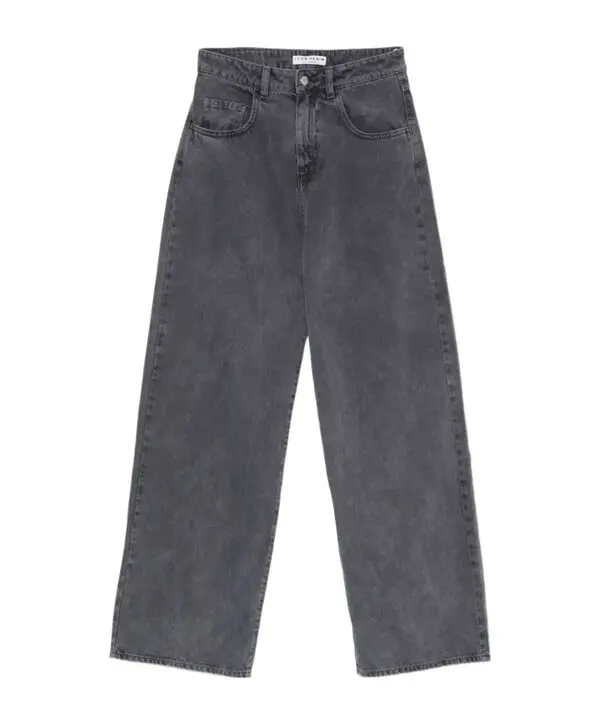ICON DENIM LOS ANGELES Faded Wide-leg Jeans - Charcoal-grey