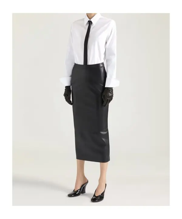 Givenchy Midi Kickback Skirt In Nappa Leather