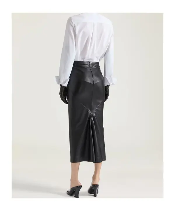 Givenchy Midi Kickback Skirt In Nappa Leather