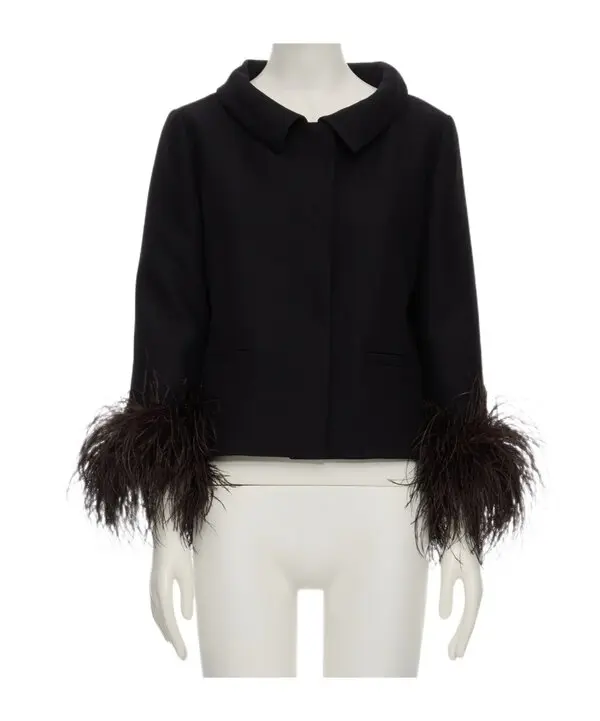 Valentino Garavani Feather Trimmed Long Sleeve Jacket