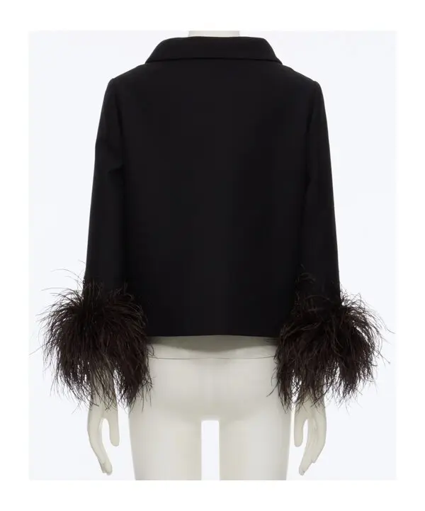 Valentino Garavani Feather Trimmed Long Sleeve Jacket
