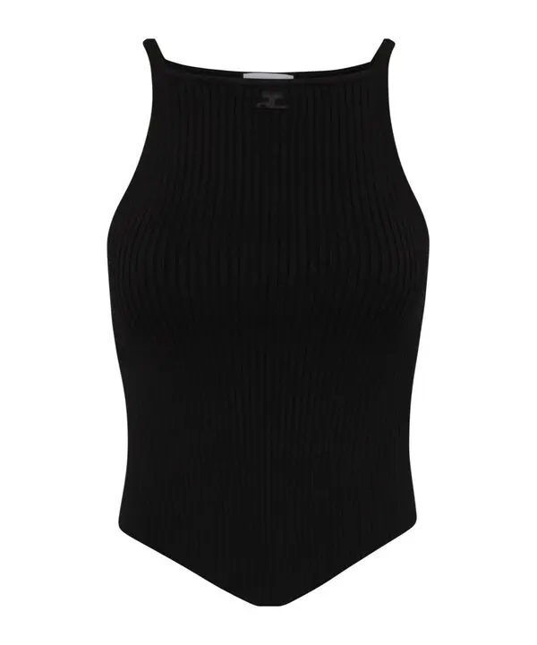 COURREGES Signature Knitted Sling Top - Black