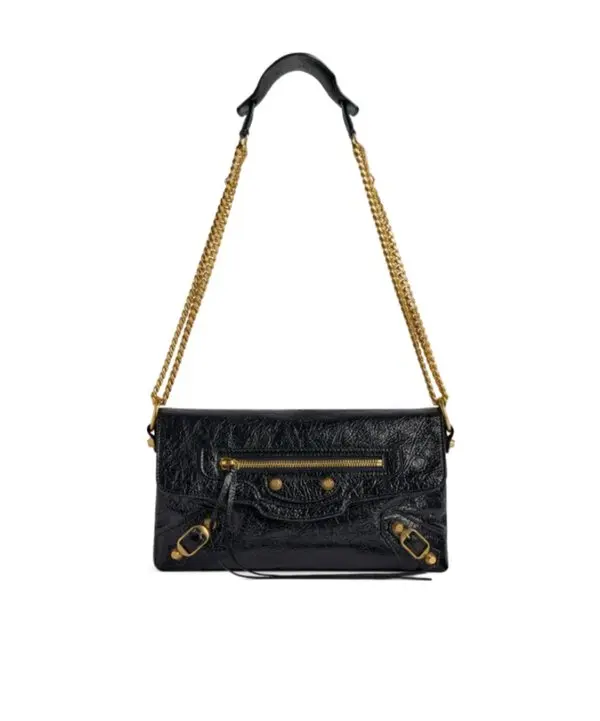 Balenciaga Le City Clutch With Chain - Black