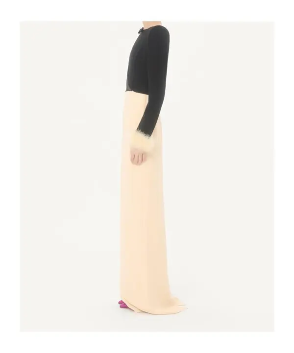Valentino Garavani Cady Couture Long Dress With Feathers