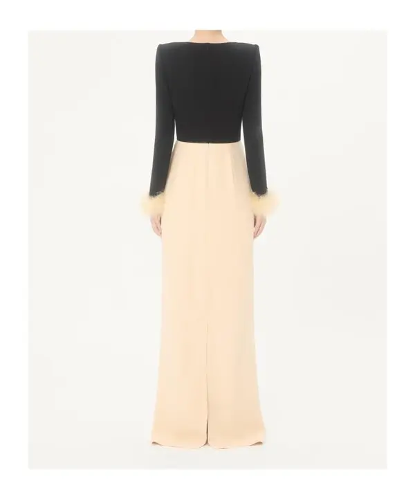 Valentino Garavani Cady Couture Long Dress With Feathers